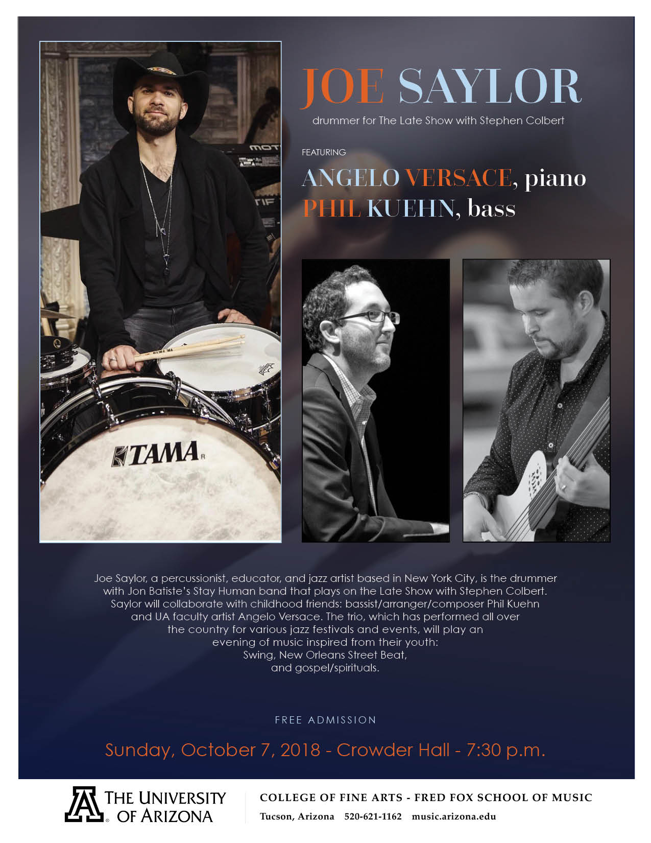 Faculty Artist Series Recital – Joe Saylor, drummer for The Late Show ...