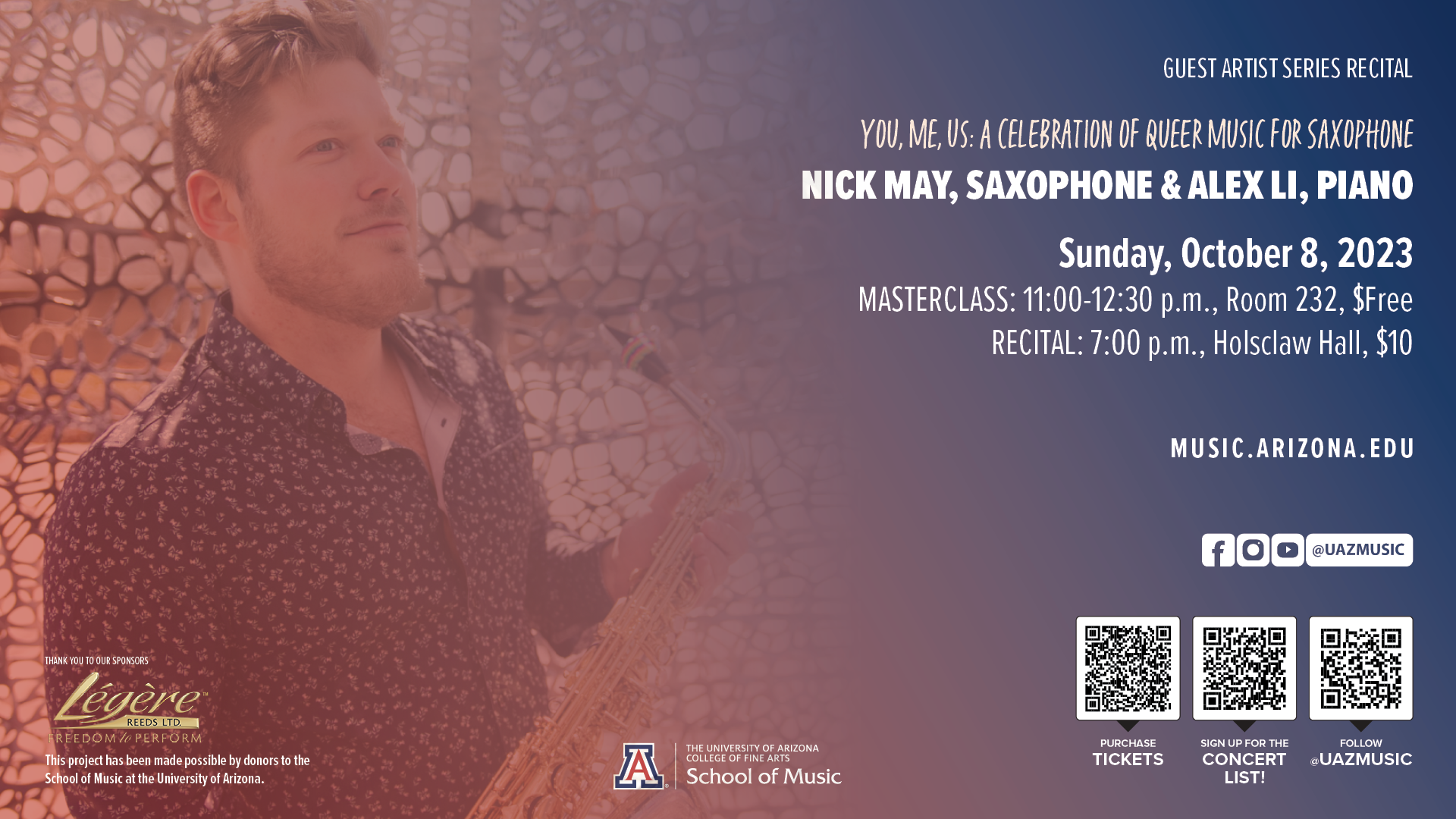 Guest Artist Recital: Nick May, Saxophone & Alex Li, Piano – School of ...